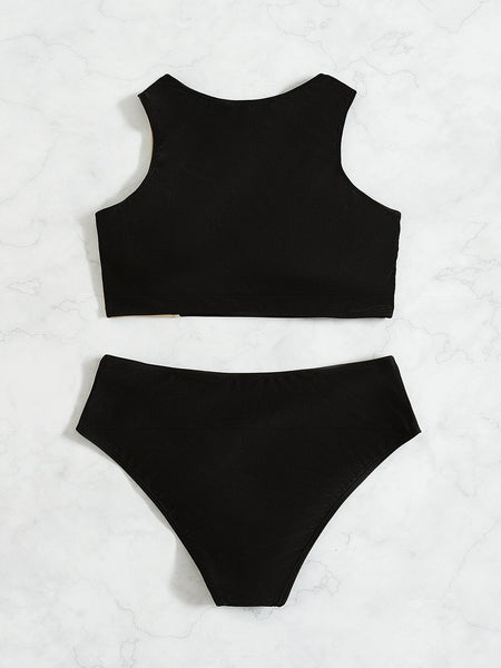 Swim Summer Beach Neon Colorblock Bikini Set, Including Wireless Tank ...